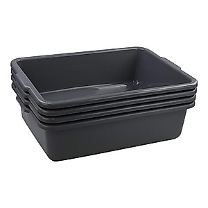 Dehouse 4-Pack 24 L Gray Large Plastic Bus Box, Commercial Bus Tubs