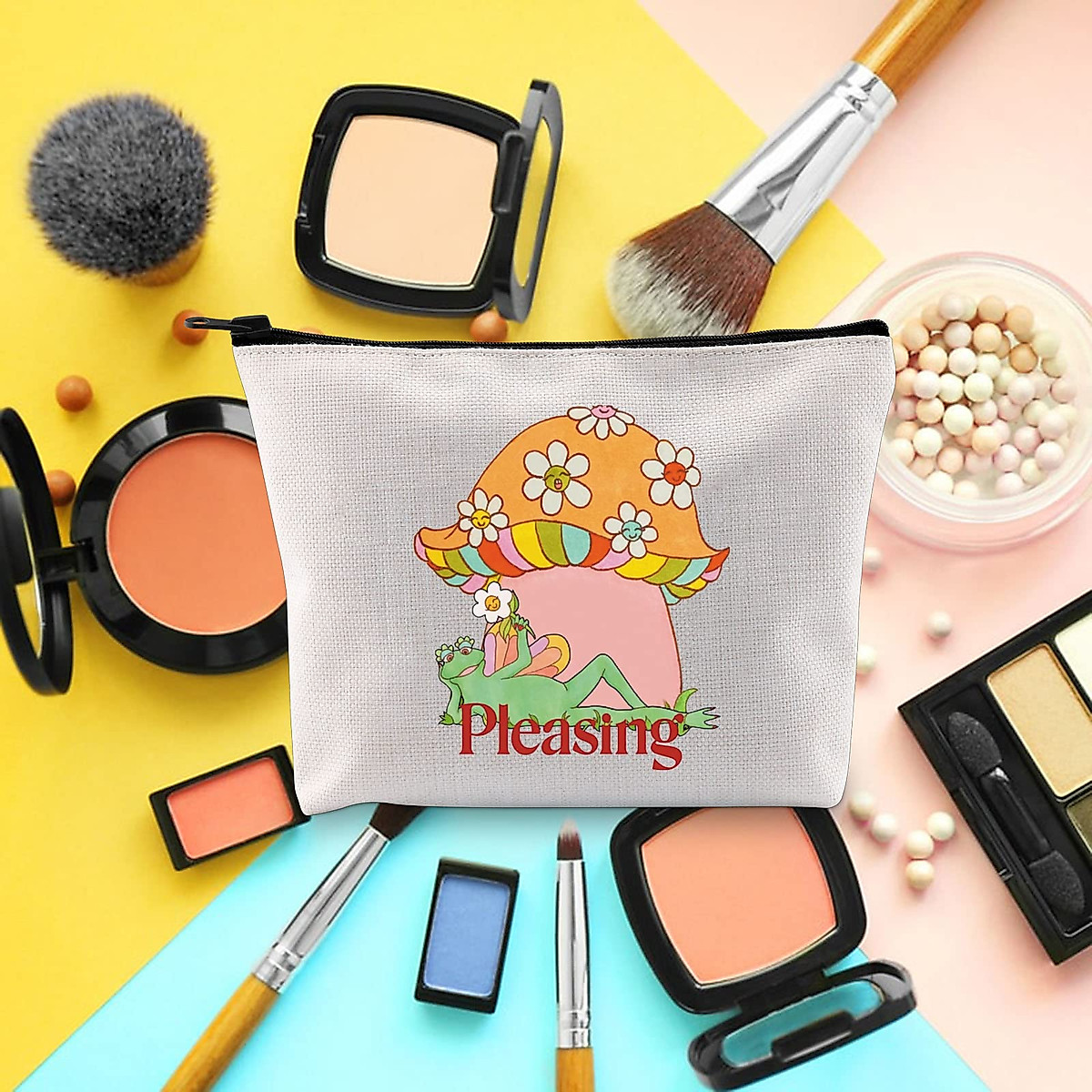 BLUPARK Singer Inspired Makeup Bag Singer Fan Gift Funny Music Gift Album Gift Singer Zipper Pouch Bag (Frog and mushroom)