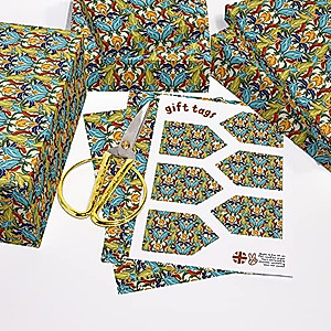 CENTRAL 23 Classy Wrapping Paper For Women - Colorful Ornate Pattern - 6 Sheets Of Gift Wrap - For Him Her - Birthday Wedding Anniversary Holiday - Vegan Ink - Comes With Fun Stickers