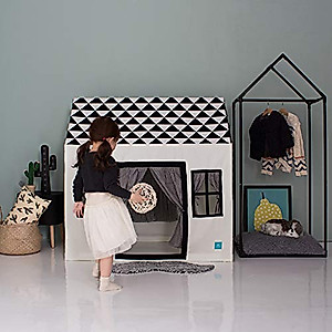 PETITE MAISON Kids Closet - Dress up Clothing Garmet Rack, Hanging Costume Organizer with Cute House Frame, Handmade Premium Quality, 25" x 17" x 59", Aluminium Super-Light, Large Black