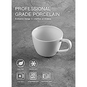 Sweese Soup Mugs - Coffee Mugs 17 Ounce Porcelain Jumbo Mugs for Coffee, Tea, Soup, Ice Cream, Cereal, Set of 2, White No. 620.201