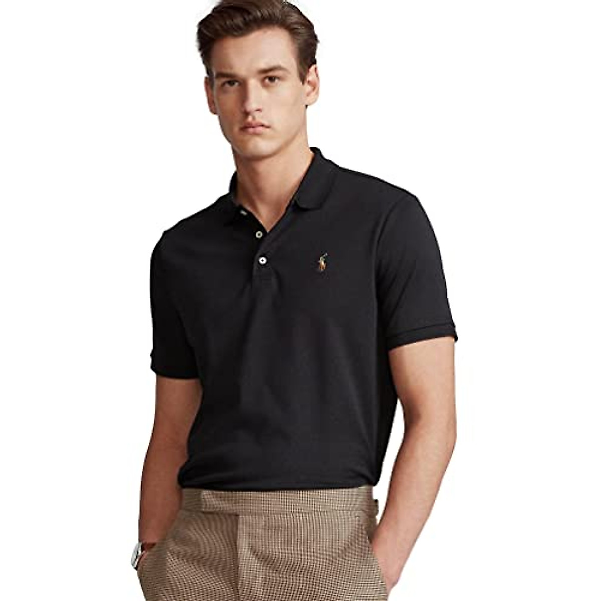 POLO RALPH LAUREN Mens Medium Fit Interlock Pony Shirt- PoloBlackSigPny, L