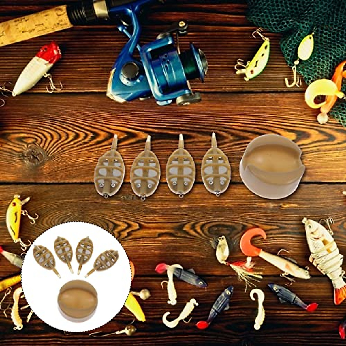 1 Set Inline Method Feeders Set Carp Fishing Tackle Fishing Accessories with 4 Sinkers Carp Fishing for Bait Holder Tool