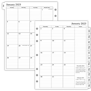 2024 Monthly Planner Refill Folio Size, 12 Months Run January 2024 to December 2024, Two Pages Per Month, 8-1/2" x 11", Size 5