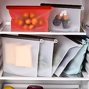 FTCIRA Reusable Silicone Bags for Food Storage, Reusable ziploc Bags,100% Food Grade Silicone,LEAKPROOF, AIRTIGHT |Lunch, Travel, Makeup, Gym Bag | Freezer, Oven, Microwave, Dishwasher Safe(3 Pack, 3 Sizes,Multi )