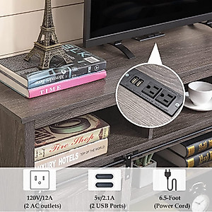 Vinctik 6&Fox 57In Wooden Farmhouse Entertainment Center for 60/65 inch TV,Double Layer Storage Farmhouse TV Stand,Double-Row Sockets with Wood Sliding Barn Door TV Stand(Double Layer White)