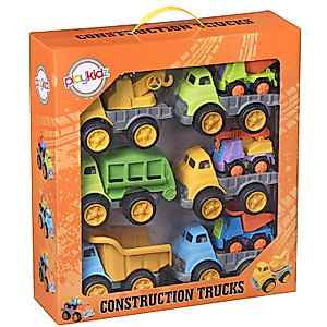 Playkidz Construction Trucks Bulk Pack of [9] Go Cunstruction for Boys & Girls Assorted Vehicles for Home, School, Party, Toddler Birthday & More Recommended Ages 3+