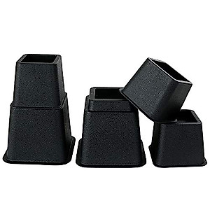 Oakias Bed Risers Black – Set of 4 – Adjustable Furniture Risers from 3, 5 up to 8 Inches – Heavy Duty (Supports up to 1300 lbs.)