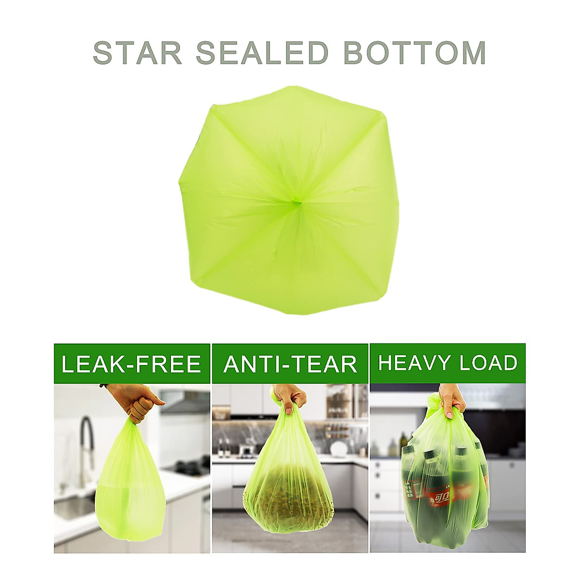 8 Gallon Trash Bags, Inwaysin Garbage Bags Compatible with Simple Human H Trash Can, Compostable 6-9 Gal 30L ( Clear Green, 100 Count (Pack of 1))