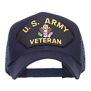 e4Hats.com US Army Veteran Military Patched Mesh Cap - Navy OSFM