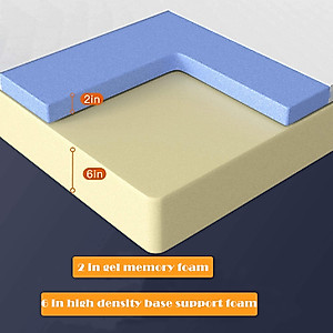 Dkeli Queen Mattress, 8 Inch Gel Memory Foam Mattress for Cool Sleep & Pressure Relief, Medium Firm Bed Mattresses, CertiPUR-US Certified, White