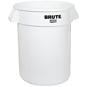 Rubbermaid FG264300 White 44 Gallon Brute LLDPE Heavy-Duty Round Container without Lid