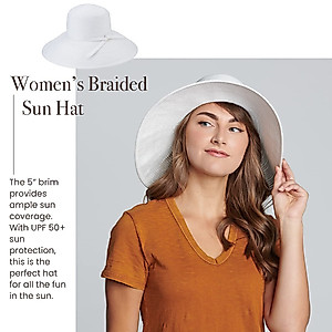 San Diego Hat Company Women's 5-inch Brim Sun Hat with Braid Self Tie, White, One Size