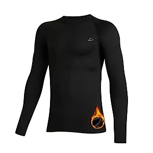 Willit Youth Boys' Compression Thermal Shirts Fleece Baselayer Long Sleeve Girls' Kids Football Soccer Undershirts Black L