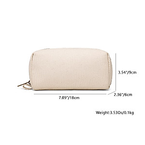 YONBEN Pencil Case Cotton Canvas Pen Pouch Bag, Lightweight and Stylish Ideal for Organizing Stationery (Beige)