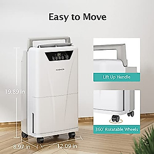 Kesnos 2500 Sq. Ft Large Dehumidifier for Home and Basement with 6.56ft Drain Hose and Front Water Tank, 24Hr Timer and Auto Defrost Ideal for Large and Medium Sized Rooms, Bedrooms, Laundry Rooms