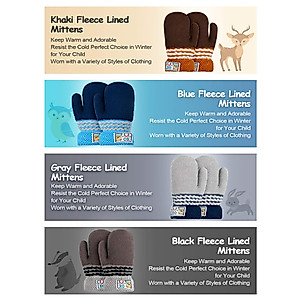 SATINIOR 4 Pairs Fleece Toddler Mittens with String 1-3 Years Fleece Baby Mittens Winter Lining Infant Gloves Warm Thermal Gloves for Baby Kid Toddler