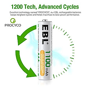 EBL 8 Pack AAA Ni-MH Rechargeable Batteries AAA Batteries ProCyco Technology (Typical 1100mAh, Minimum 1000mAh)