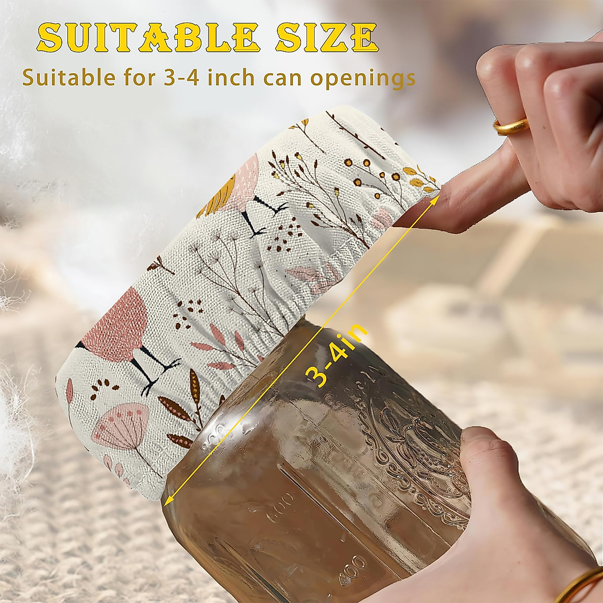 Rooster Floral 5- Pack Cloth Covers for Sourdough Starter Jar, Cloth Jar Covers Reusable Cloth Lid Top Cover Sourdough Proofing Bowl Cover Bread Fermentation Baking Supplies for 3-4 Inch Jar Mouth