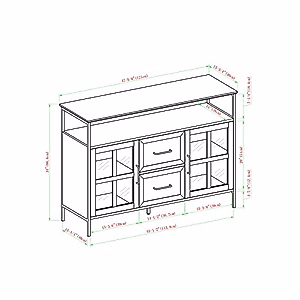 Walker Edison Furniture AZU48RAD3DDW Industrial 3-Door Buffet Sideboard for Kitchen-Dining Room, 48, Dark Walnut