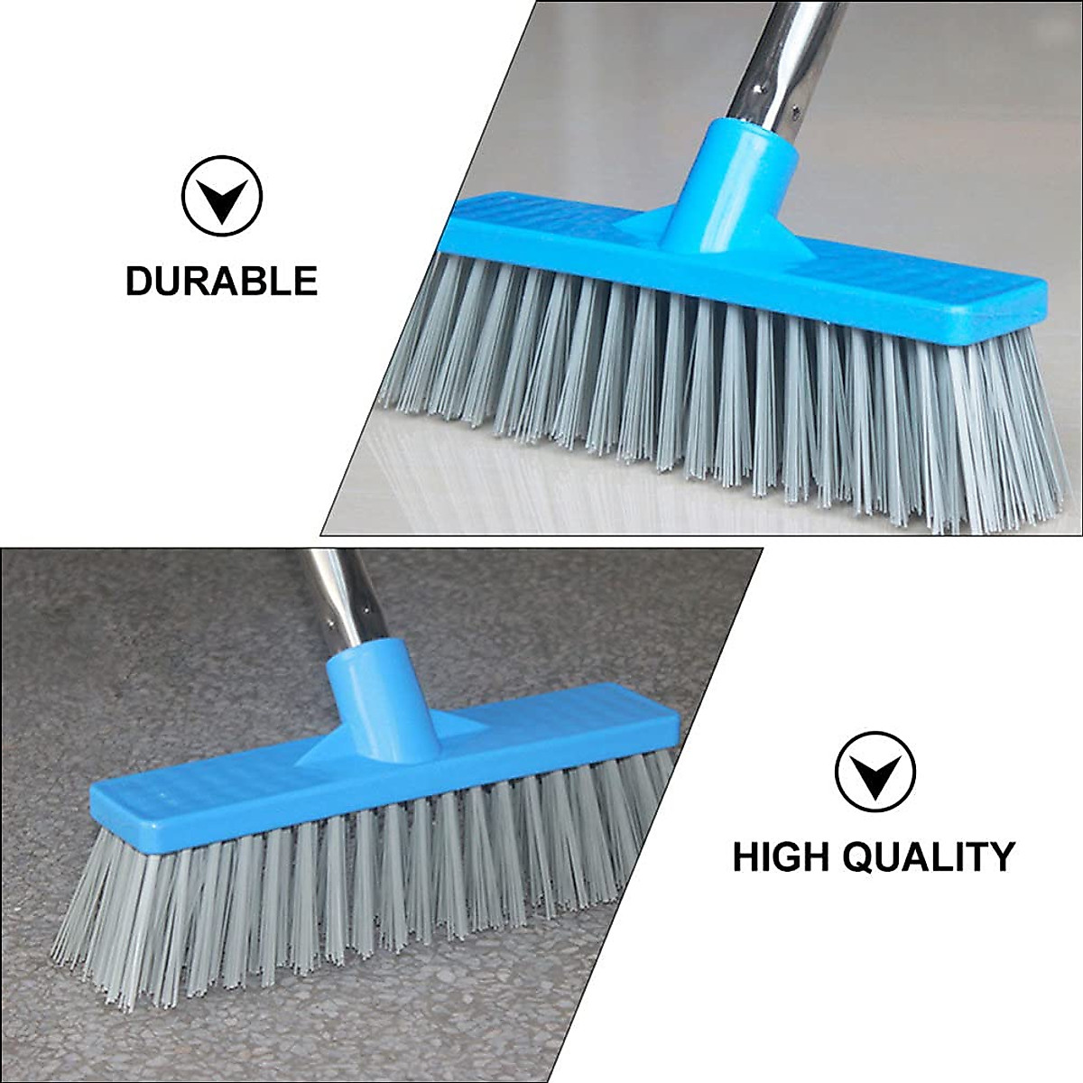Generic Floor Scrubber Push Broom Brush Outdoor Stiff Broom Head Handle Heavy Duty Indoor Rough Surface Scrub Brush Broom for Floor Cleaning Deck Wall Tile Floor Driveway Outdoor Broom