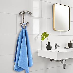 LaCasa Towel Hooks, 2 Pack, Satin Nickel Finish, Robe Coat Clothes Hook for Bathroom Door Wall Kitchen Cabinet Closet Entrance Hall Foyer Garage Hotel (Satin Nickel)