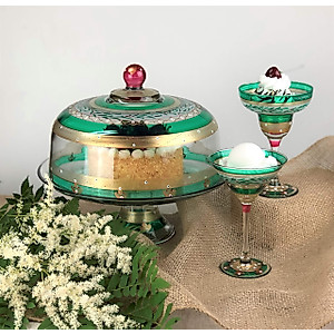 Golden Hill Studio Hand Painted Margarita Glasses Set of 2 - Moroccan Mosaic Forest Collection - Hand Painted Glassware by USA Artists - Unique and Decorative Margarita Glasses, Kitchen Table Décor