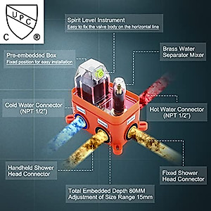 HANEBATH Matte Black Shower Faucet Set Complete with 10 Inch Rainfall Shower Head, Wall Mounted Shower Fixtures with Valve and Trim Kit