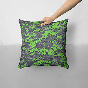 iiRov Lime Green and Gray Digital Camouflage - Custom Decorative Home Decor Indoor or Outdoor Throw Pillow Cover for Sofa, Bed or Couch Cushion (Pillow CASE Cover ONLY)