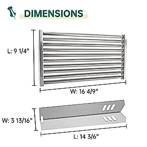 Kalomo 16”Grill Grate Replacement Heat Plates Shield BBQ Gas Grill Parts for 4 Burner Dyna-Glo DGF493BNP DGF493PNP DGB494SPB, Kenmore 146.23678310 146.23681310 146.23679310, Backyard BY13-101-001-12