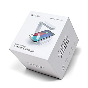 Zdium UV Phone Sanitizer with Wireless Charging | EPA Registered & Clinically Proven Cell Phone Sterilizer for Disinfecting Phones, Tablets, & More | Kills 99.9% of Bacteria, Viruses, & Germs | White