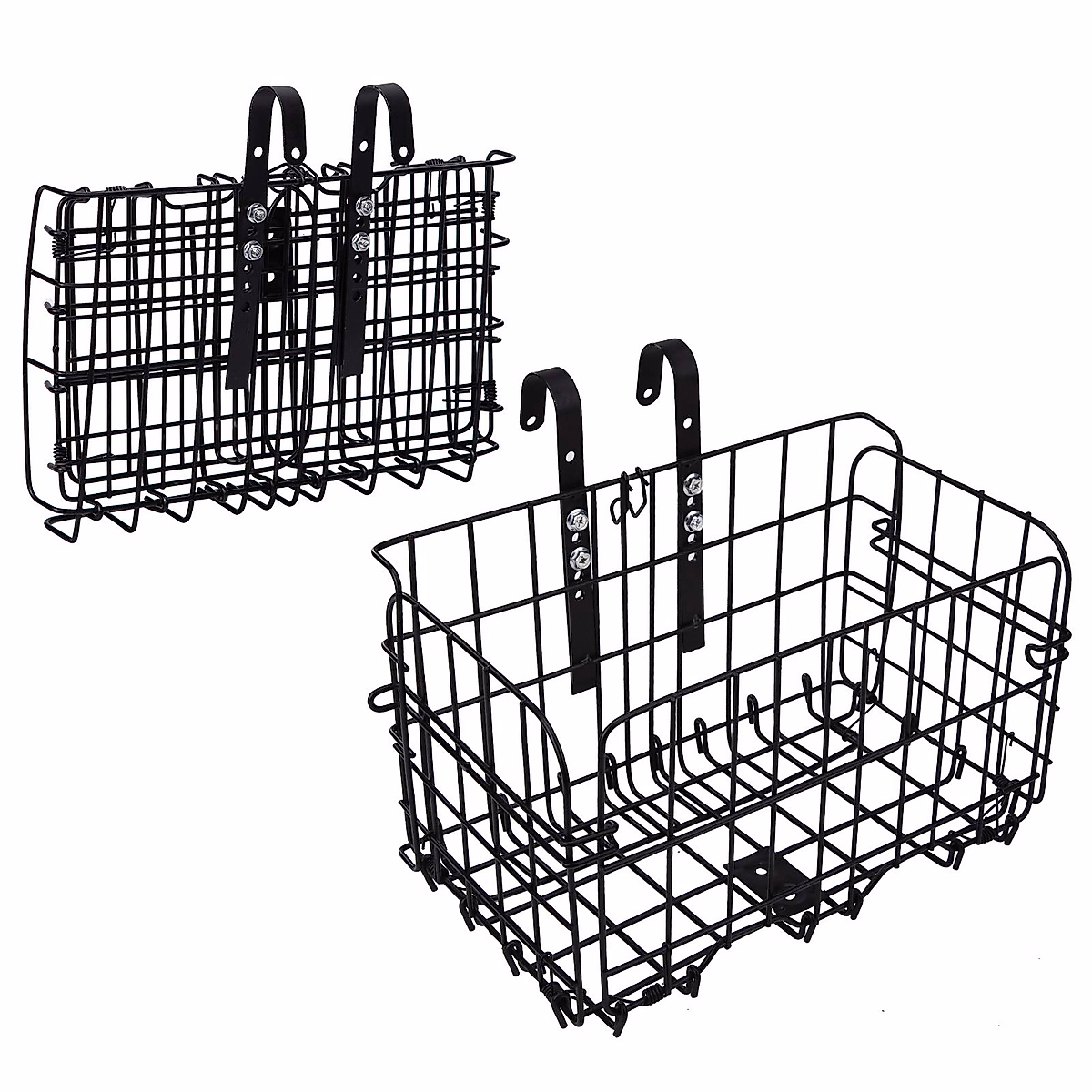 Karcle Detachable Folding Bike Basket Bicycle Basket Heavy Load - Adult Front Rear Bicycle Bag Rack Hanging Bike Basket for Mountain Bike Accessories (Black)