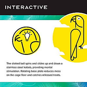 Featherland Paradise | Hanging Buffet Ball | Interactive Bird Toy and Treat Dispenser | Creative Foraging Systems | Ideal for Medium to Extra Large Birds