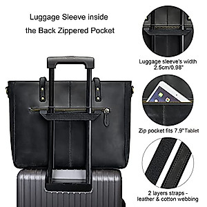 S-ZONE Women Genuine Leather Tote Bag Shoulder Handbag Version 1 Bundle with Version 2 Crossbody Purse