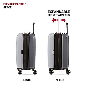 SwissGear 8028 Hardside Expandable Spinner Luggage, Light Grey/Ash Grey, Carry-On 19-Inch
