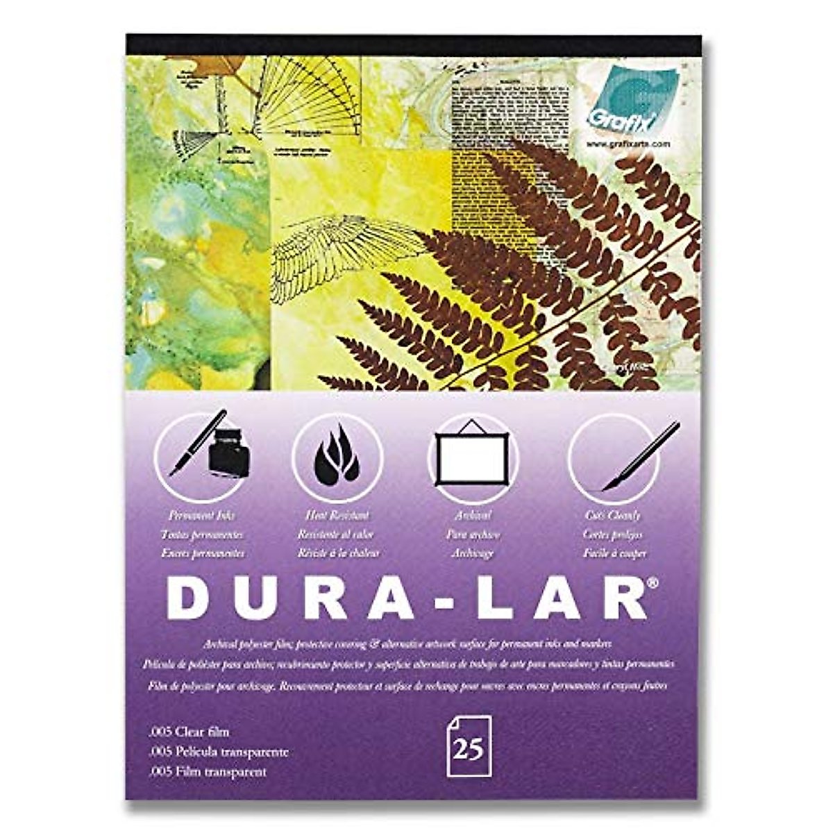 Grafix 11 x 14”, Pad of 25 – Ultra-Clear .005” Film, Acetate Alternative, Glossy Surface for Coverings, Stencils, Color Separation, Window Applications, Transparencies, Count