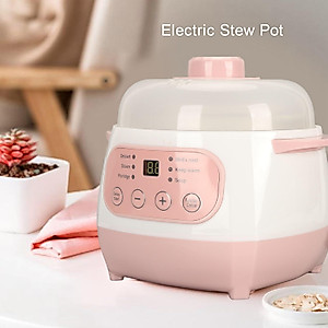 Sorandy 1L Electric Stew Pot, 200W Compact Cooker with Anti Dry Burn, 24H Reservation, Easy to Use and, for Rice, Porridge, Soup (US Plug 110V), Sorandyfgprhszc1e-12