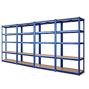 IRONMAX Metal Garage Storage Shelving, 5 Tier Adjustable Rack Shelf Organization, Heavy Duty Shelves Unit for Warehouse Pantry Closet Kitchen Basement, 30’’W x 12’’D x 60’’H (4, Navy Blue)