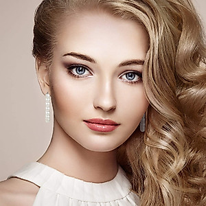 Hicarer 4 Pairs Faux Pearl Hoop Earrings for Women Large Big Drop Dangle Earrings Pearl Beaded Earrings Jewelry for Women Girlfriend Brides Gift (Silver Pearl Hoop)