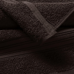 BOUTIQUO 6 Pack Cotton Towel Set, Contains 2 Bath Towels 28x55 inch, 2 Hand Towels 16x24 inch & 2 Wash Coths 12x12 inch, Ideal Everyday use, Ultra Soft Compact & Lightweight - Chocolate Brown