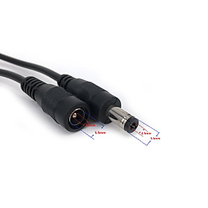 HUALAND 2pcs/Pack 5m/16.4ft Black 5.5mm x 2.5mm DC Plug Extension Cable DC Extension Cable Cord with Male to Female 2.5mm x 5.5mm Connectors DC Power 12V 5.5mm x 2.5mm Barrel Male Plug Connector