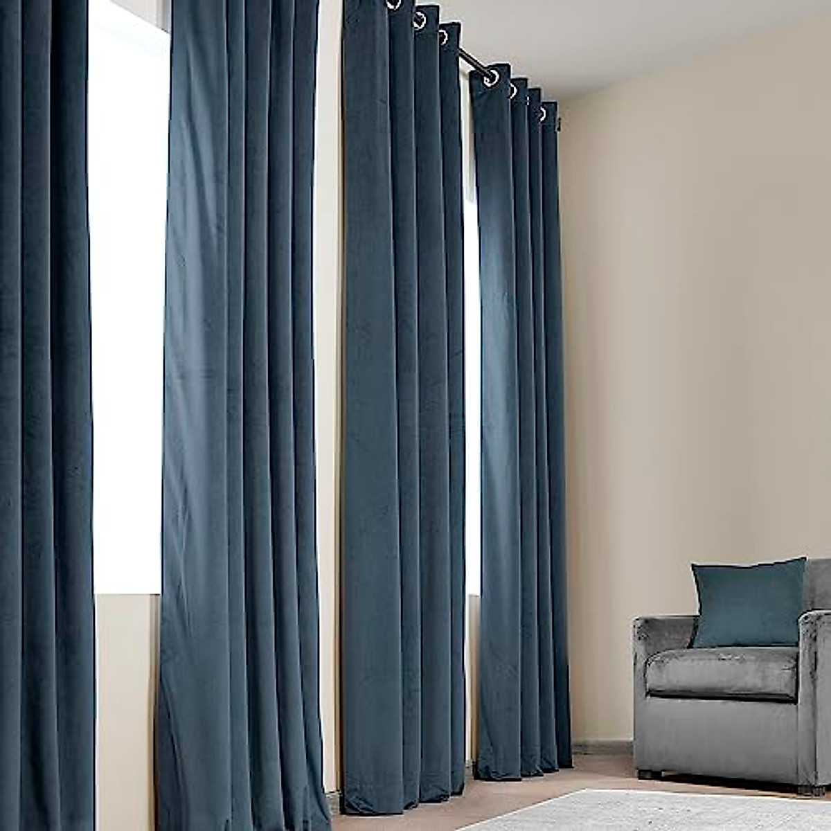 HPD Half Price Drapes Heritage Plush Velvet Grommet Curtains for Bedroom & Living Room 50 X 96, VPYC-161258-96-GR (1 Panel) London Blue