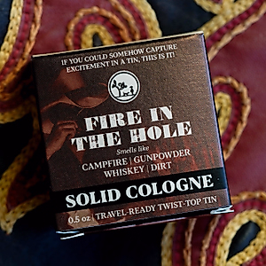 Fire in the Hole Campfire-Scented Solid Cologne - Campfire, Gunpowder, Sagebrush, and Whiskey Scent - Men’s or Women’s Cologne - By Outlaw