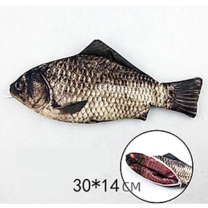 Interesting New Fish Shaped Pencil Case, 2024 Waterproof Stationery Pouch, Soft Stain-Resistant Quirky Zippered Fish Coin purse Storage bag, Lifelike Fish Pencil Pouch School Office Supplies (E)