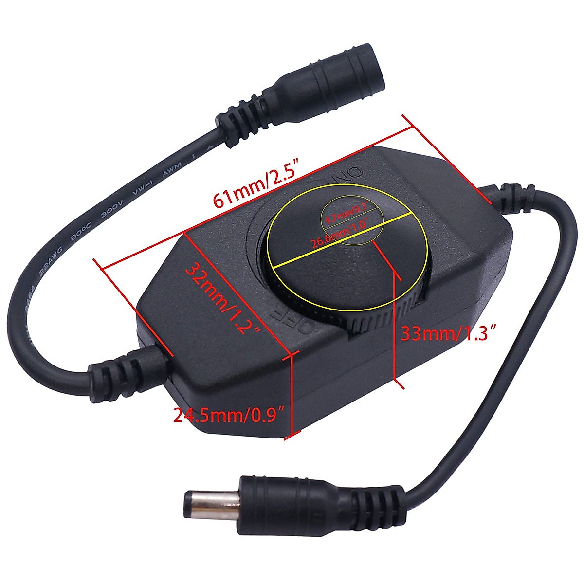 weideer 2Pcs DC12V-24V LED Strip Lights Dimmer Switch PWM Rotary Dimmer Controller Inline Dimmer Switch for LED String Lights Christmas Lights Black K-018-BK