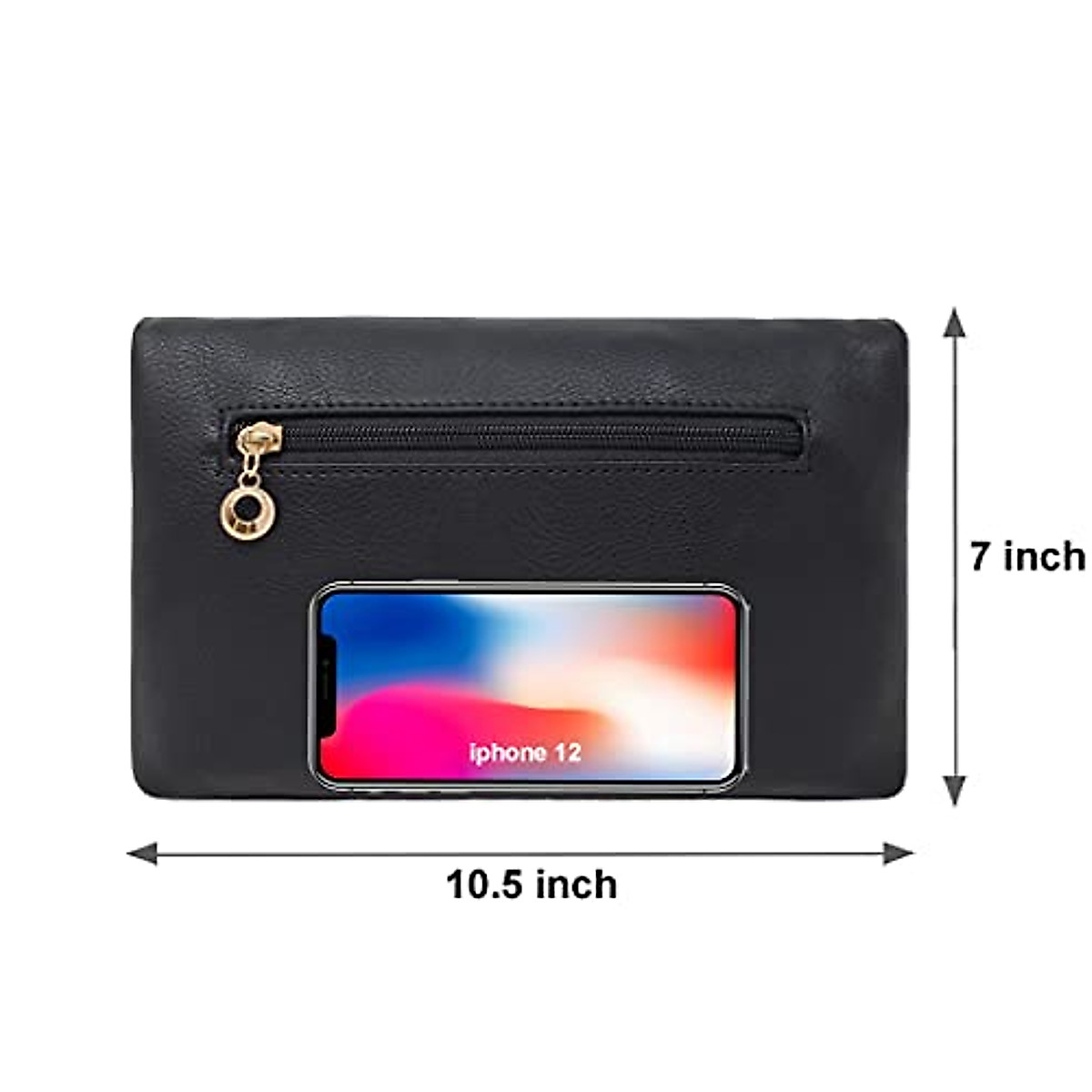 Solene Women's Envelop Clutch Crossbody Bag With Tassels Accent (WU075-Black)