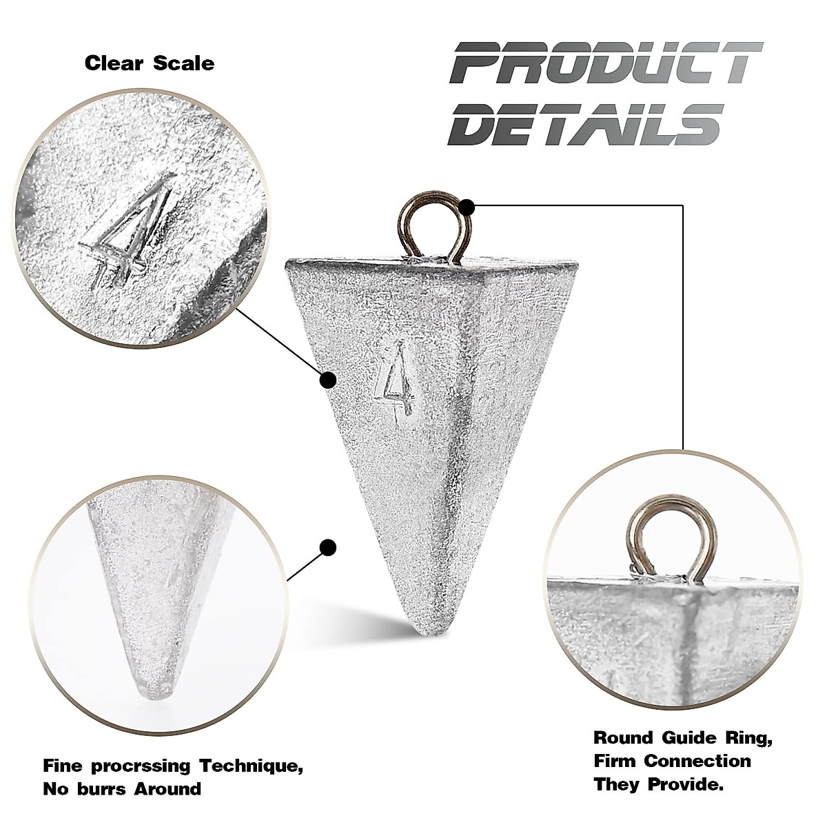 Croch Pyramid Sinkers Fishing Weights for Saltwater 1oz 2oz 3oz 4oz