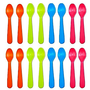 Jawbush 16 Pcs Kids Plastic Spoons, Reusable Toddler Utensils Kids Silverware Set with Bright Colors, Ideal for Travel School Lunch Box or Camping, BPA Free Kids Utensils Also for Adults
