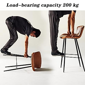 Lsoiup Counter Height Bar Stools Set of 2, Mid Century Modern Faux Leather Counter Stools with Back Armless Bar Chairs for Home Bar Kitchen Island