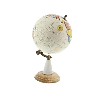 Deco 79 Mango Wood Globe, 8" x 8" x 14", White